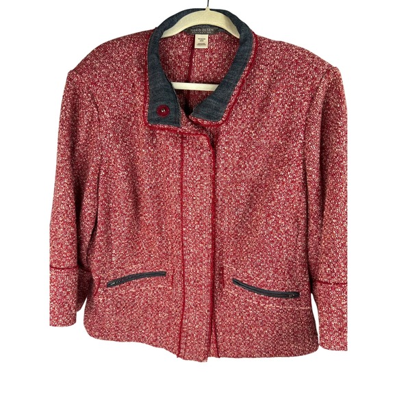 Sigrid Olsen | Jackets & Coats | Sigrid Olsen Red Tweed Blazer Textured ...